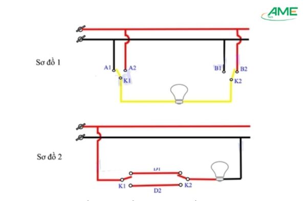 Cách đấu 2 công tắc 1 bóng đèn cho mạch điện cầu thang